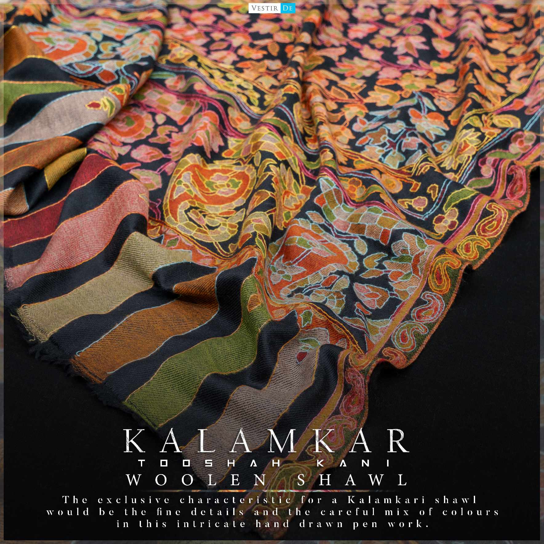 Kalamkar Tooshah Kani Woolen Shawl – Vestir De